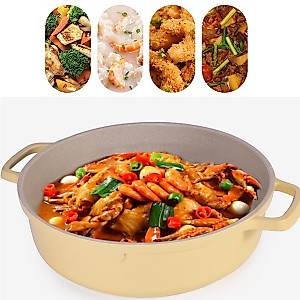 Xgxoz Tagine Dish Non-Stick Tagine Pot with Two Lids 28 Cm Multipurpose Soup Pot for Slow Tasty And Tender Cooking of Meat And Fish,White