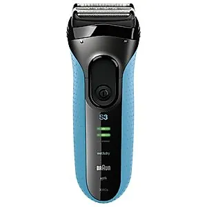 Braun Shaver Series 3 3040s (Japanese Import) Electric Shaver, Wet and Dry Electric Razor for Men with Pop Up Precision Trimmer, Rechargeable and Cordless Shaver (Black/Blue)