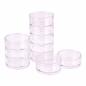 PH PandaHall 2 Sets 5 Layer Cylinder Stackable Bead Containers 15ml Plastic Round Clear Storage Organizer Box with Screw Lid for Make Up, Eye Shadow, Nails, Powder, Gems, Beads, Jewelry, Small Items