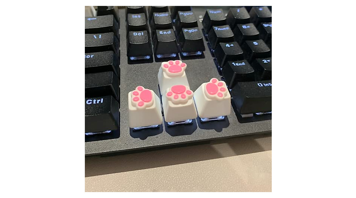 YupYay 4 Pack Custom PBT Cat Paw Keycaps for Mechanical Keyboard