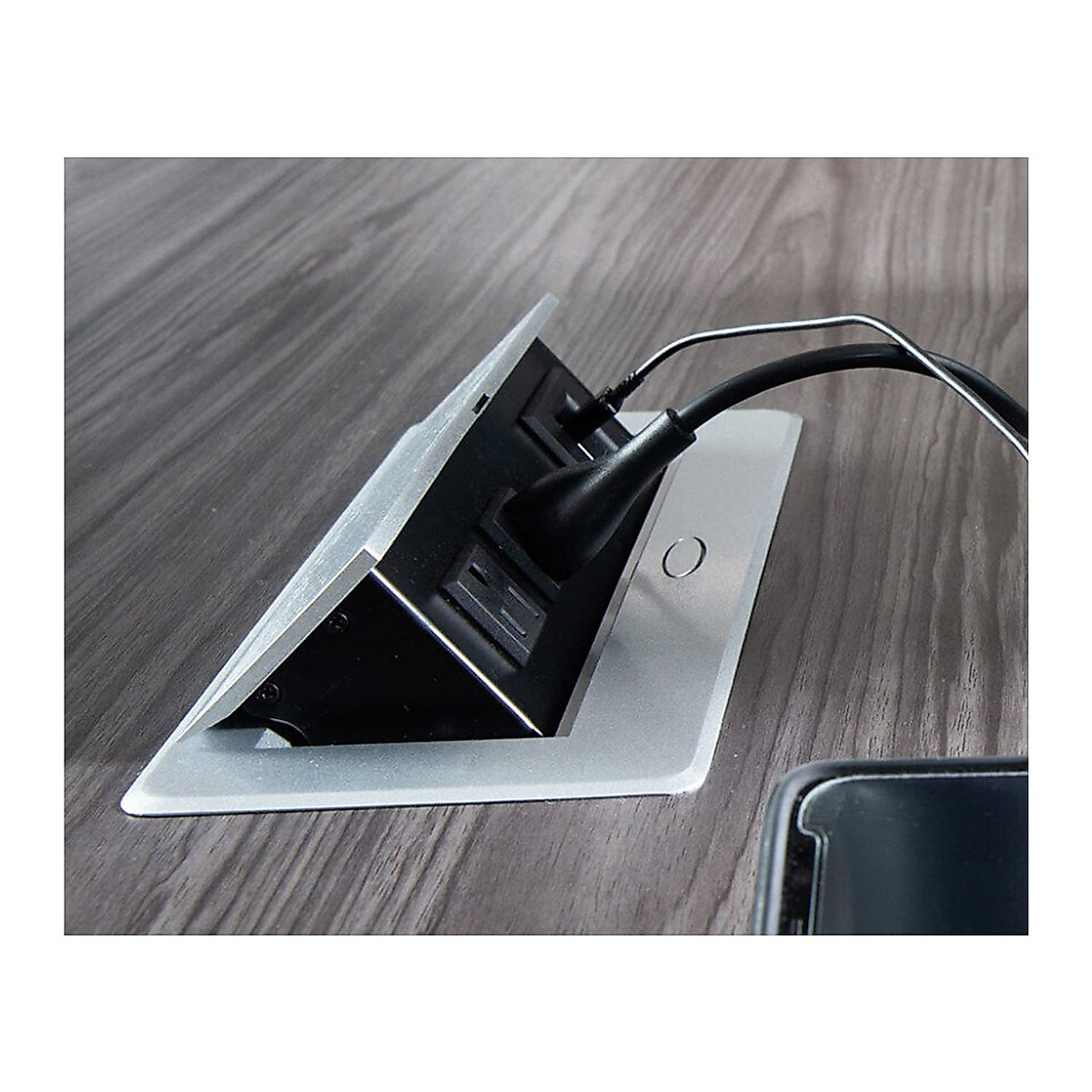 Thaweesuk Shop 24 FT Gray and White Finish High End Modern Executive Rectangle Shaped Conference Table Square Legs Grommets Racetrack Boardroom Meeting Room Desk Office Wood 288''L x 48''W x 30''H