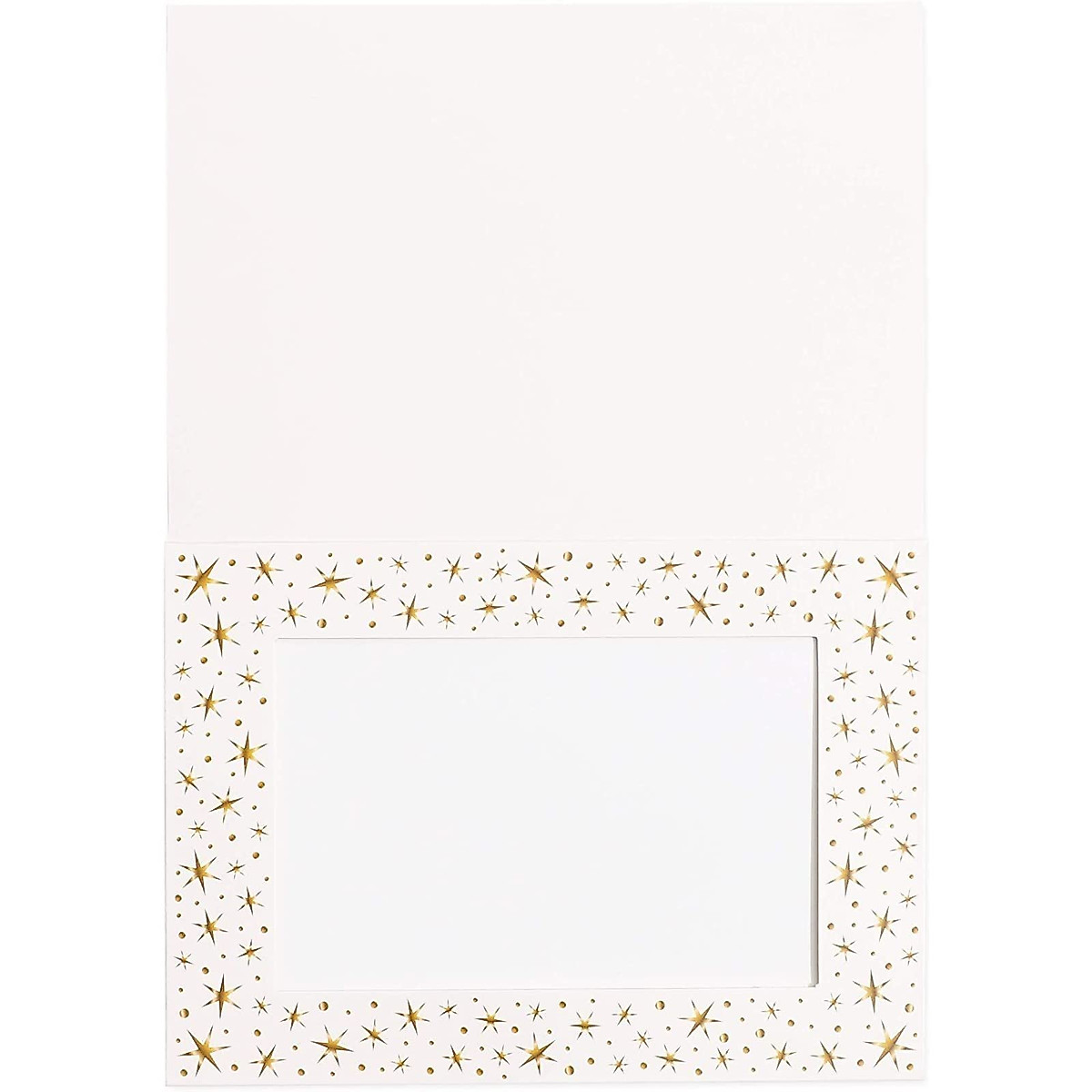 36 Pack Photo Insert Greeting Cards with Envelopes Included, Gold Stars Border, 5 x 7 In Photos, Durable Paper Picture Frames for Birthdays, Anniversaries, Weddings