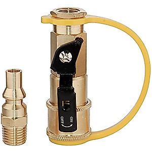 DOZYANT 1/4" RV Propane Quick Connect Adapter for Propane Hose, Propane or Natural Gas 1/4" Quick Connect or Disconnect Kit - Shutoff Valve & Full Flow Plug - 100% Solid Brass