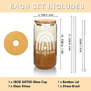 Mason Life Sisters Gifts From Sister, Sister Gifts, Birthday Gifts For Sister, Mothers Day Gifts For Sister, 20OZ Coffee Glass Cup, Gifts for Big Sister