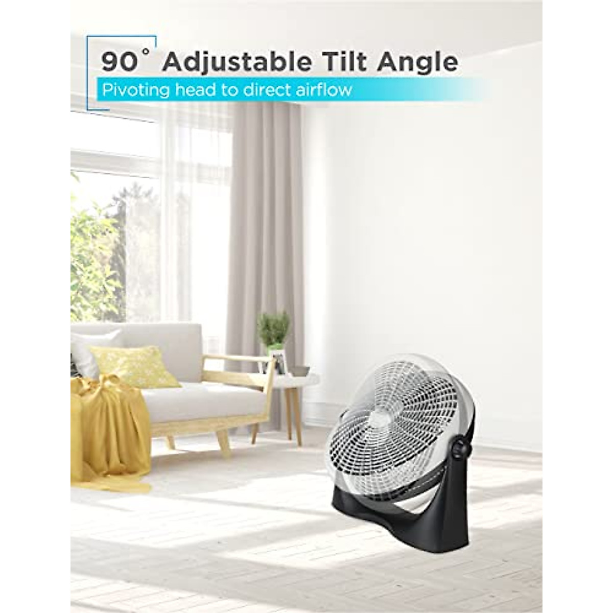 BLACK+DECKER Floor Fan for Home, Garage, Bedroom, or Office, Cooling Fan for Floor with 3 Fan Settings, Quiet Floor Fan with Adjustable Tilt Angle and Sturdy Base