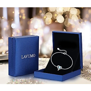 LAVUMO Infinity Love Heart Bracelets for Women Sterling Silver Charm Birthstone Bracelet Adjustable Anniversary Valentine's Day Birthday Jewelry Gifts for Women Girlfriend Wife Daughter Mom Her