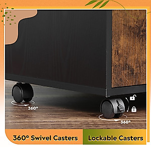 DEVAISE File Cabinet with Charging Station, 1 Drawer Rolling File Cabinet, Locking Filing Cabinet for Home Office, Printer Stand with Storage, Rustic Brown