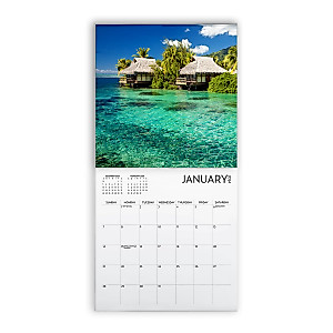 Beaches Calendar 2024 and Sticker Pack, Large 12 x 24 inch, Beaches Wall Calendar with Sticker Set, Beautiful Beaches