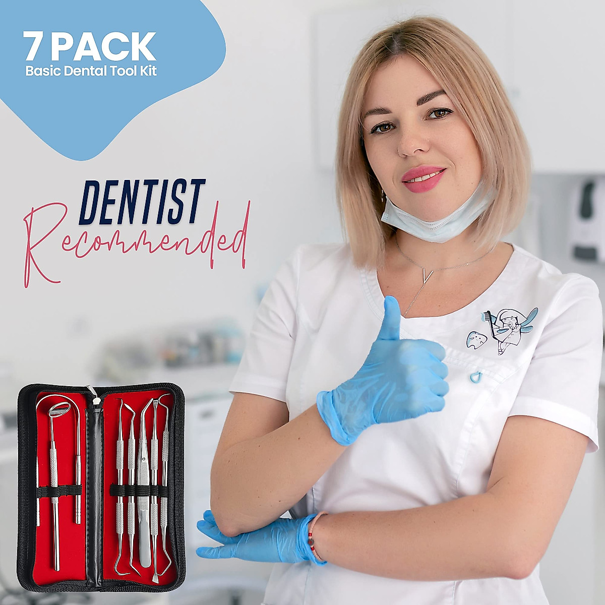 Dental Tools Plaque Remover for Teeth, Stainless Steel Teeth Cleaning Kit, Dental Pick Set for Home Use – Tartar Remover Kit with Case