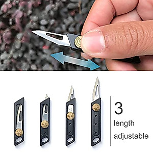 Joycube 2-Pack Mini Utility Knife Box Cutter, Compact Retractable Package Letter Opener, Small Pocket Knife EDC Cutting Tool (Black/Orange)