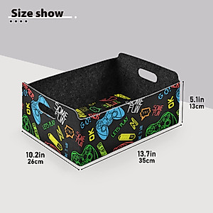 Fabric Storage Cube Gamepad Anime 13.7 × 10.2 × 5.1 inch Decorative Foldable Storage Basket Organizer with Handles Rectangle Thick for Multi Use