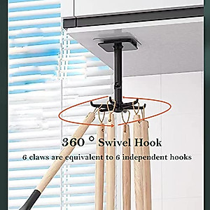 IYSOJSLUNN Heavy Duty Kitchen 360 ° Utensil Holder Hooks, Adhesive Towel Hook, 360 Degrees Rotating Folding Wall Hangers Racks with 6 Hooks for Keys Home Kitchen Bathroom Office
