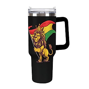 Rasta-Lion Of Judah Retro 40OZ Tumbler Stainless Steel Travel Mug Water Bottle Car Cup Tea Cups with Lid Black-style