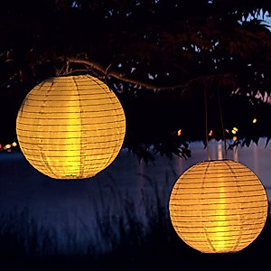 KEILEOHO 20 PCS 4/6/8/10/12 Inches Yellow Paper Lanterns, Round Chinese Paper Lanterns, Japanese Hanging Paper Lanterns Lamp Fall Decorative Paper Lantern Set for Party, Halloween, Decor