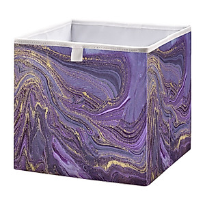 Kigai Purple Wave Foldable Storage Baskets 1 Pack Waterproof Storage Boxes For Shelves,Open Home Storage Bins For Closet Storage Toy Storage Clothing Storage Books Storage.