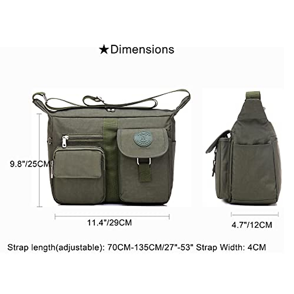 Women's Shoulder Bags Casual Handbag Travel Bag Messenger Cross Body Nylon Bags Black