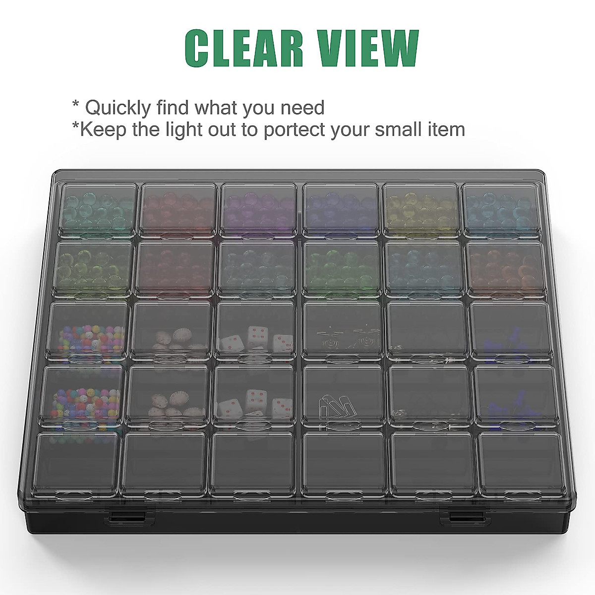 30 Packs Plastic Stackable Organizer Container with Lids, Mini Containers for Beads, Glitter, Slime, Paint or Seed Storage - Black (Black)