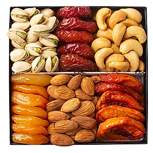 Assorted Nuts & Dried Fruits Gift Basket - Holiday Snack Box for Birthdays, Anniversaries, Care Packages