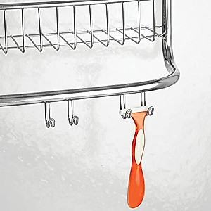 mDesign Metal Shower Door Hanger Caddy Basket, Bathroom Wall Hanging Organizer Shelf, Built-In Hook, 3 Tier Shelves for Shower Stalls, Holds Shampoo and Body Wash, Extra Large, Omni Collection, Chrome