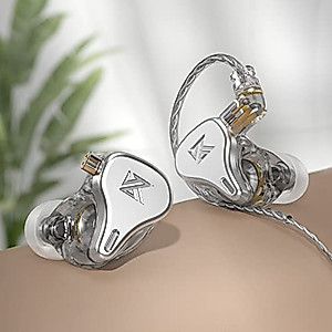 KZ DQ6 Wired Earbuds Noise Cancelling Earbuds with Microphone HiFi Bass Earphones with Detachable Tangle-Free Cable 2Pin (Silver)