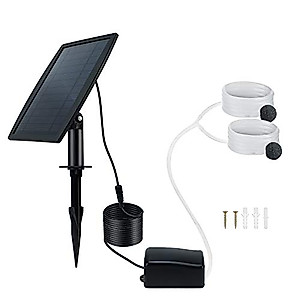 Solar Air Pump，2.5W Solar Oxygen Air Fountain Pump with Air Bubble Stones , 3 Modes Solar Powered Air Pump Kit for Garden Fish Tank Pool Fishing Pond