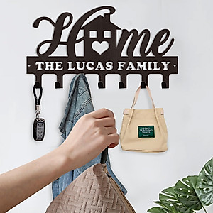 Dyoart, Personalized Key Holder for Wall - Metal Key Holder Wall Mount, Custom Name Sweet Home Key Rack, Key Hooks on Wall, Coat Rack, Key Holder Wall Hanging, Housewarming Gift