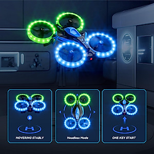 ARMEW Mini Drone for Kids,Beginners,Adults, 2Pack Battle Drone, Small RC Drone Quadcopter with LED Light, 2-In-1 Race and Fly Mode,Altitude Hold,3D Flip,4 Batteries Toy Gift for Boys Girls