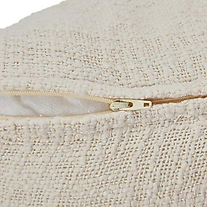 Creative Co-Op Stonewashed Cotton Blend Ogee Pattern & Tassels, Blue & Cream Color Pillow