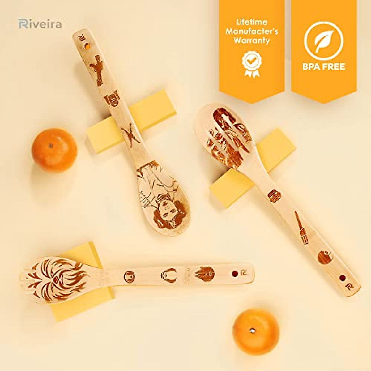 Riveira Star War Gifts Home Decor Wooden Spoons For Cooking Utensils Set 6-piece Starwars Gifts Kitchen Utensils Spatulas For Nonstick Cookware Gift House Warming Presents Fun Finds For Men And Women