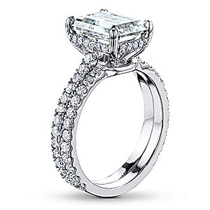 Kobelli 3-1/6ct.tw Emerald Moissanite Drop Halo Bridal Set, Rose Gold, 10