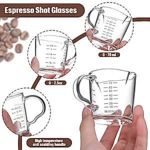 3 Pieces Espresso Shot Glass Double Spouts Measuring Cups 3 Ounce Triple Pitcher Barista Double Spouts with Pouring Handle for Milk, Espresso, Coffee