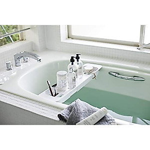 Yamazaki Home Tower Expandable Bathtub Caddy – Bathroom Tray Table Holder., White