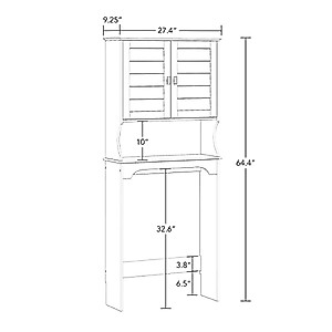 RiverRidge Brookfield Bathroom Shutter Door Over-The-Toilet Spacesaver Freestanding Storage Cabinet, White