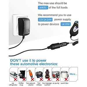 ALITOVE AC to DC Converter 12V 2A 24W Power Supply 110V to 12V Converter AC/DC Adapter with Car Cigarette Lighter Socket 100~240V AC In for Car Shaver MP3/MP4 player Car Dash Cam Bluetooth Transmitter