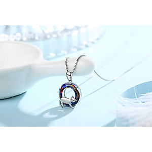 JUSTKIDSTOY Cat Necklace 925 Sterling Silver Cute Animal Pendant Necklace with Crystal Cat Jewelry Gifts for Women Cat Lovers