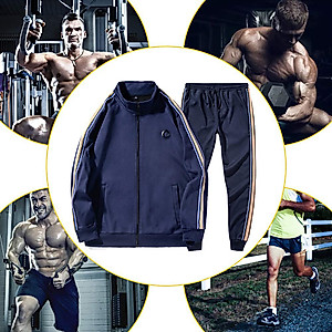 AOTORR Men's Sports Tracksuit Athletic Full Zip Casual Sweat Suits Jogging Gym Sweatsuit White XL