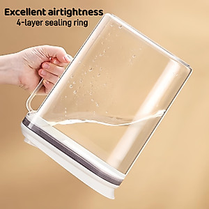 BeiZanWan Cereal Containers Storage Airtight,3.5L Rice Storage Container with Measuring Cup,Cereal Dispenser with Spout/Handle,Dry Food Storage Container(Food Grade)