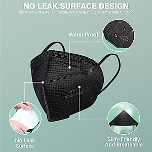 VERNASSA KN95 Face Mask 50 Pack, Individually Wrapped, 5-Ply Breathable Comfortable Safety Mask Filter Efficiency≥95% Against PM2.5 Black masks