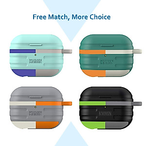 KMMIN Waterproof Case for AirPods Pro 1st & 2nd Generation, Premium Silicone Protective Case for AirPods Pro, Wireless Charging, Shockproof, Carabiner, LED Light Visible