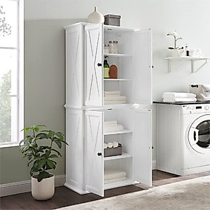 Crosley Furniture Clifton Tall Pantry, 2 Stackable Pantries, Distressed White
