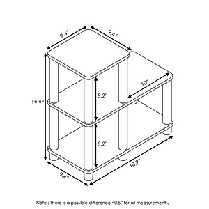 FURINNO Turn-N-Tube Accent Decorative Shelf, French Oak Grey/Black