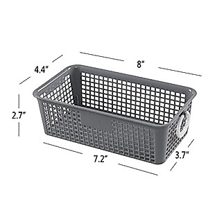 Jandson 6 Packs Grey Woven Plastic Storage Basket, Small Pantry Organizer Bin, R
