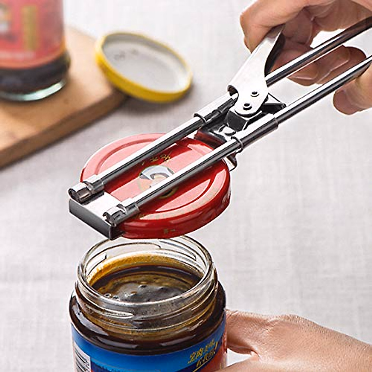 Adjustable Stainless Steel Jar Opener Professional Manual Jar Bottle Opener, Good To Grip Jar Bottle Opener, Lids Remover（Without Canned Food）