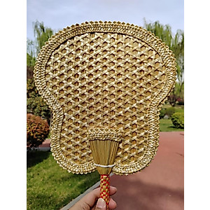 Kailinst Hand Woven Fan,Folding Hand Fan,Wheat Straw Hand Fan,Manual Fan,Hand Fans Women Foldable,Suitable for Summer,Barbecue,Decoration(7.7" Plantain Fan)