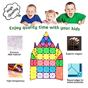 Magnetic Building Tiles, 78pcs Colorful 3D Transparent Magnet Building Blocks Set, Educational Toy Gift for Kids Boys Girls (78PCS)