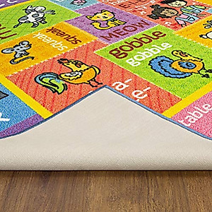 KC Cubs Kids Rug, Baby Play Mat ABC Alphabet with Animals Old Macdonald Educational Learning Game Play Area Non Slip Baby Girl & Boy Carpet for Children Bedroom Toddler Playroom Floor Mat Nursery Rug