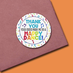 Happy Dance Music Themed Thank You Customer Appreciation Sticker Labels for Small Businesses, 60 1.5" Circle Stickers by AmandaCreation, Great for Mailing Envelopes, Postcards, Direct Mail, & More!