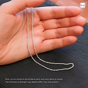 Amberta Italian 925 Sterling Silver Diamond Chain for Women - 1.7 mm Snow/Rock Silver Chain Necklace: 18 inch/ 45 cm Silver Choker Necklace