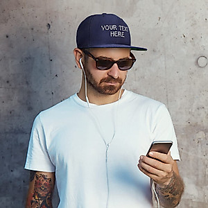 Snapback Hats for Men & Women Custom Personalized Text Acrylic Flat Bill Baseball Cap Snapback Silver Heather Gray One Size