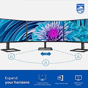 Philips 288E2E 28" Frameless Monitor, 4K UHD 3840x2160 IPS, 120% sRGB, FreeSync, Speakers, Height Adjustable, VESA (Renewed)